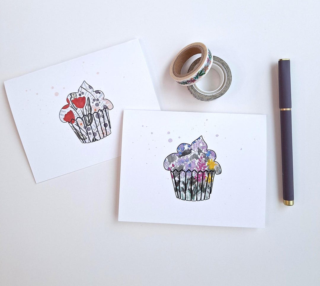 NOTE CARDS - Celebration Cupcakes (6 Pack) - Etsy