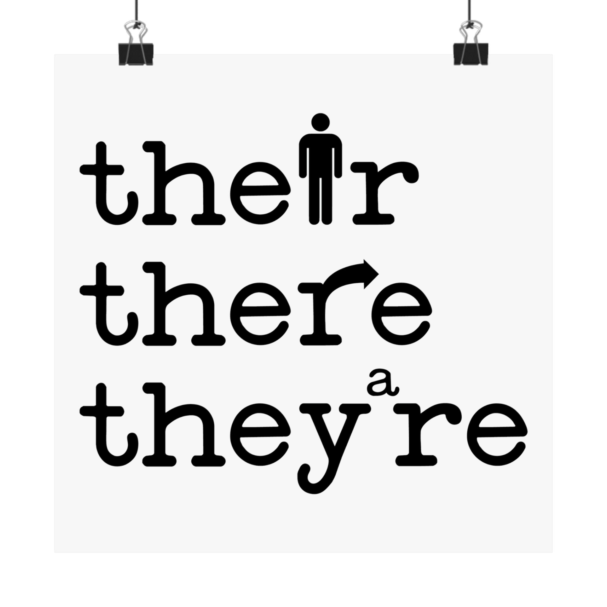 Their, There, They're Poster Grammar Poster Classroom Poster Office ...