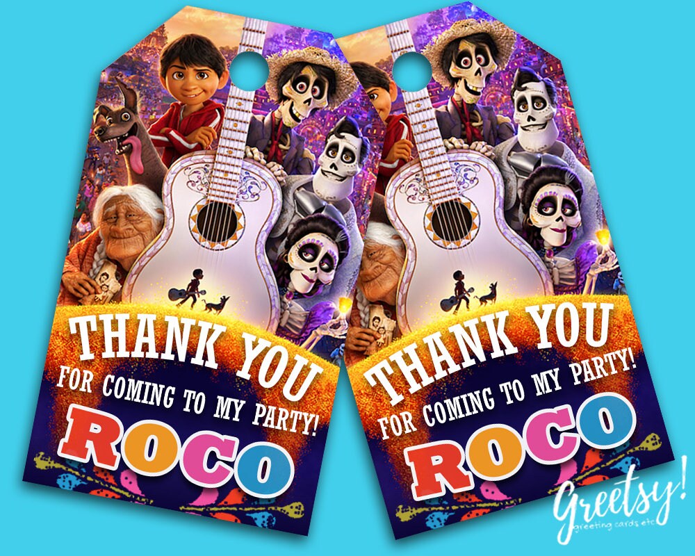 Disney Coco Thank You Tags Disney Coco Birthday Favor Tags | Etsy
