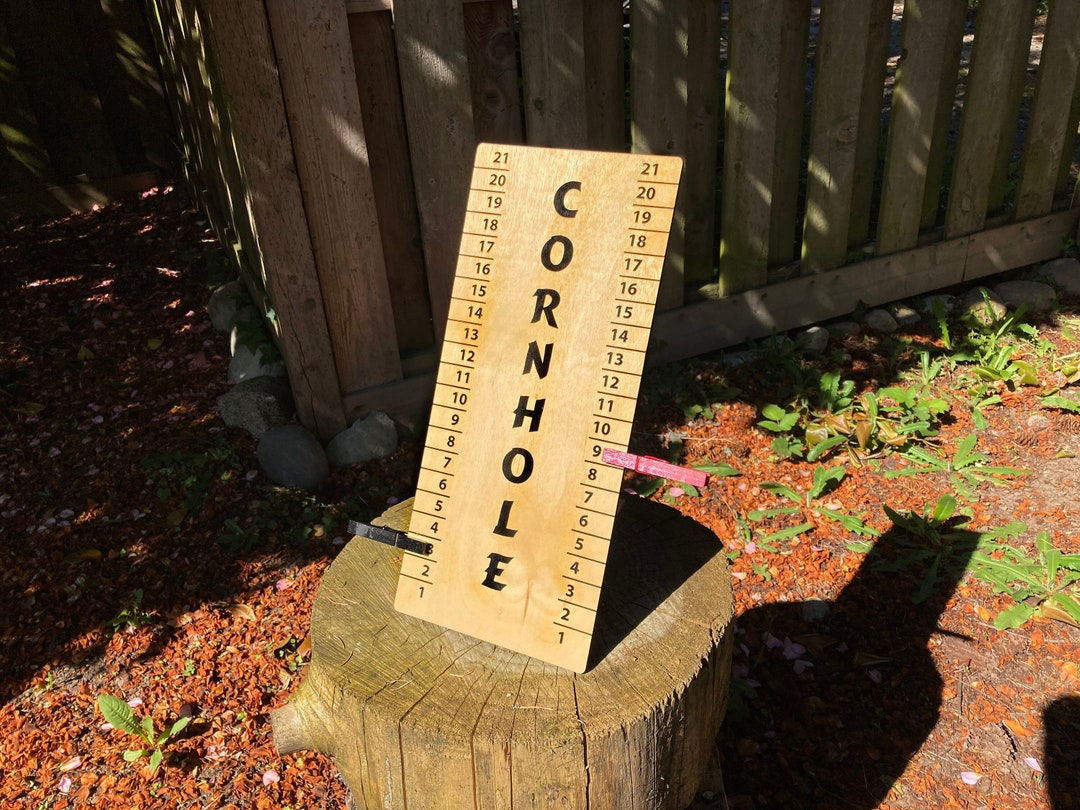 Wooden Cornhole Tabletop Scoreboard - Customize With Your Logo or Text ...