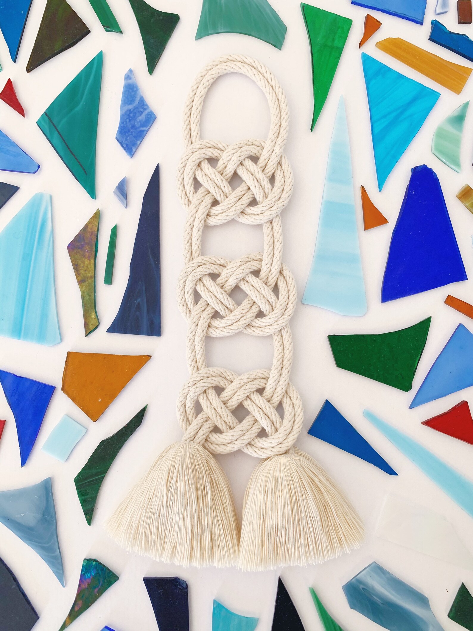 Double Coin Knot Wall Charm / Fiber Art Wallhanging / Prosperity Charm ...