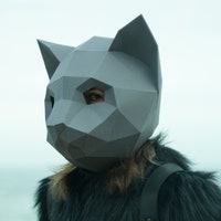 Half Cat Mask/diy Cat Mask/paper Cat Mask/diy Mask/fancy Dress ...