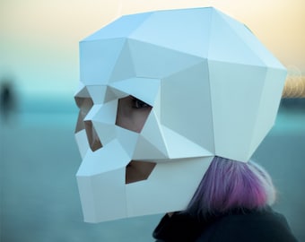 Half MASK PAPERCRAFT vampire SKULL 3D Diy Adult Paper Craft - Etsy