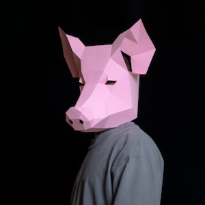 Pig Mask, Papercraft Template, Instant Pdf Download, Low Poly Animal ...