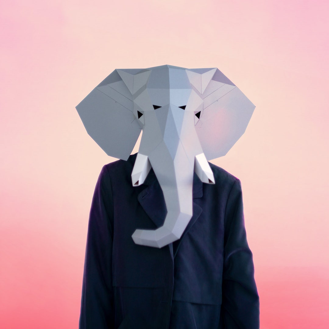 Elephant Mask, DIY Papercraft Template, Halloween Costume Accessory ...