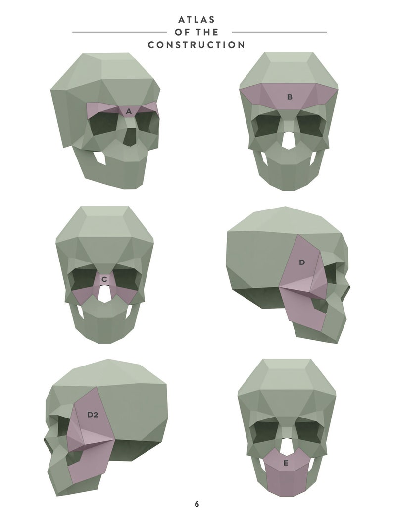 Skull Mask DIY, Papercraft Skeleton Head Printable Template for ...