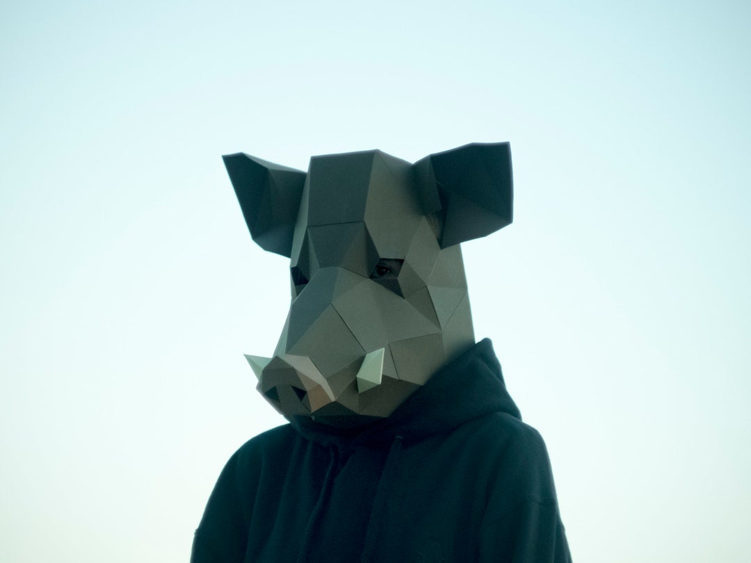 Make Boar Face Mask,polygon Mask,pdf,wild Boar,diy Paper,face Boar Mask ...