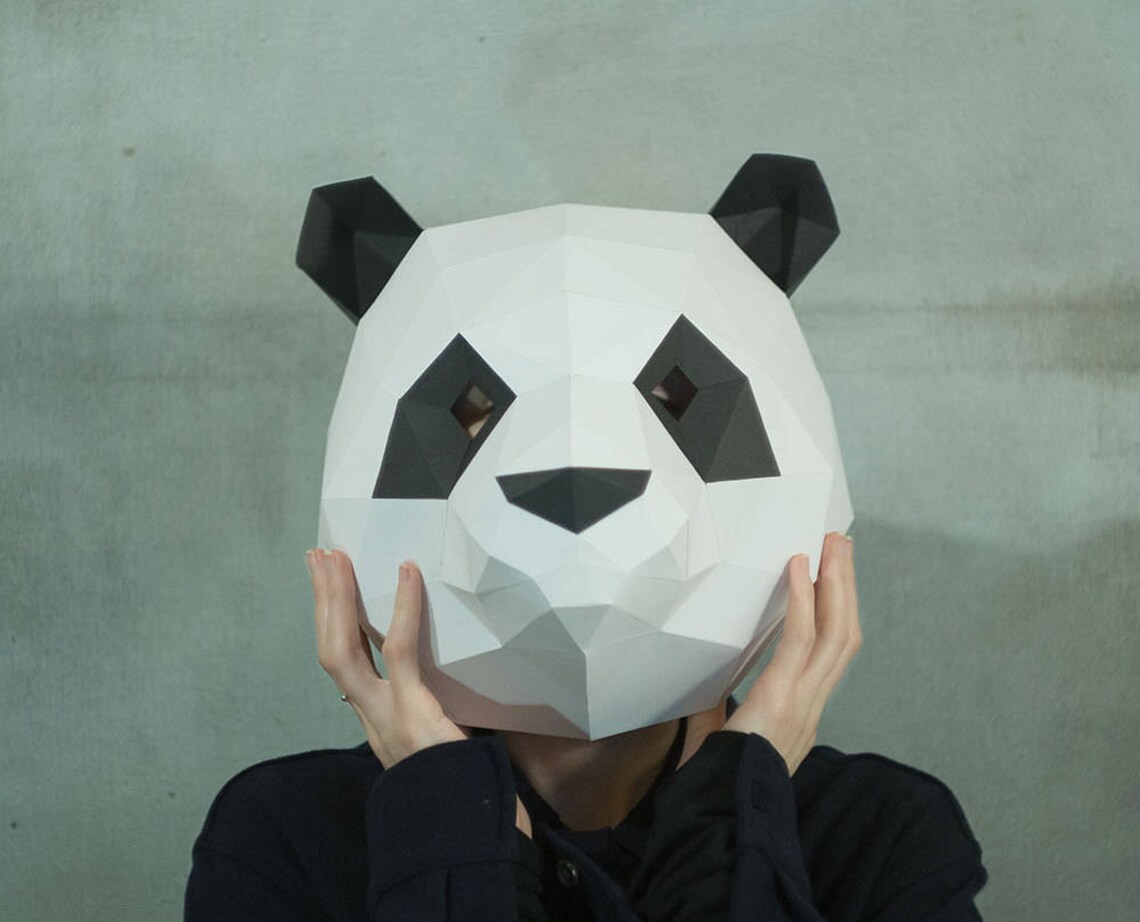 Make Panda Maskdiy 3D Maskpdfpattern Maskpolygon Paper - Etsy