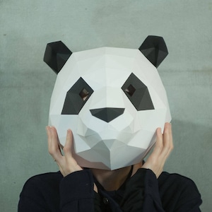 Make Panda Mask,diy 3D Mask,pdf,pattern Mask,polygon Paper Mask ...