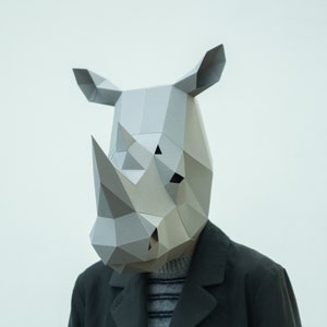 Rhino Mask, Paper Craft Template, Printable Rhinoceros, Mask, Instant ...