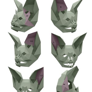 Make Bat Face Mask,polygon Mask,pdf,diy Paper,bat Mask,papercraft ...
