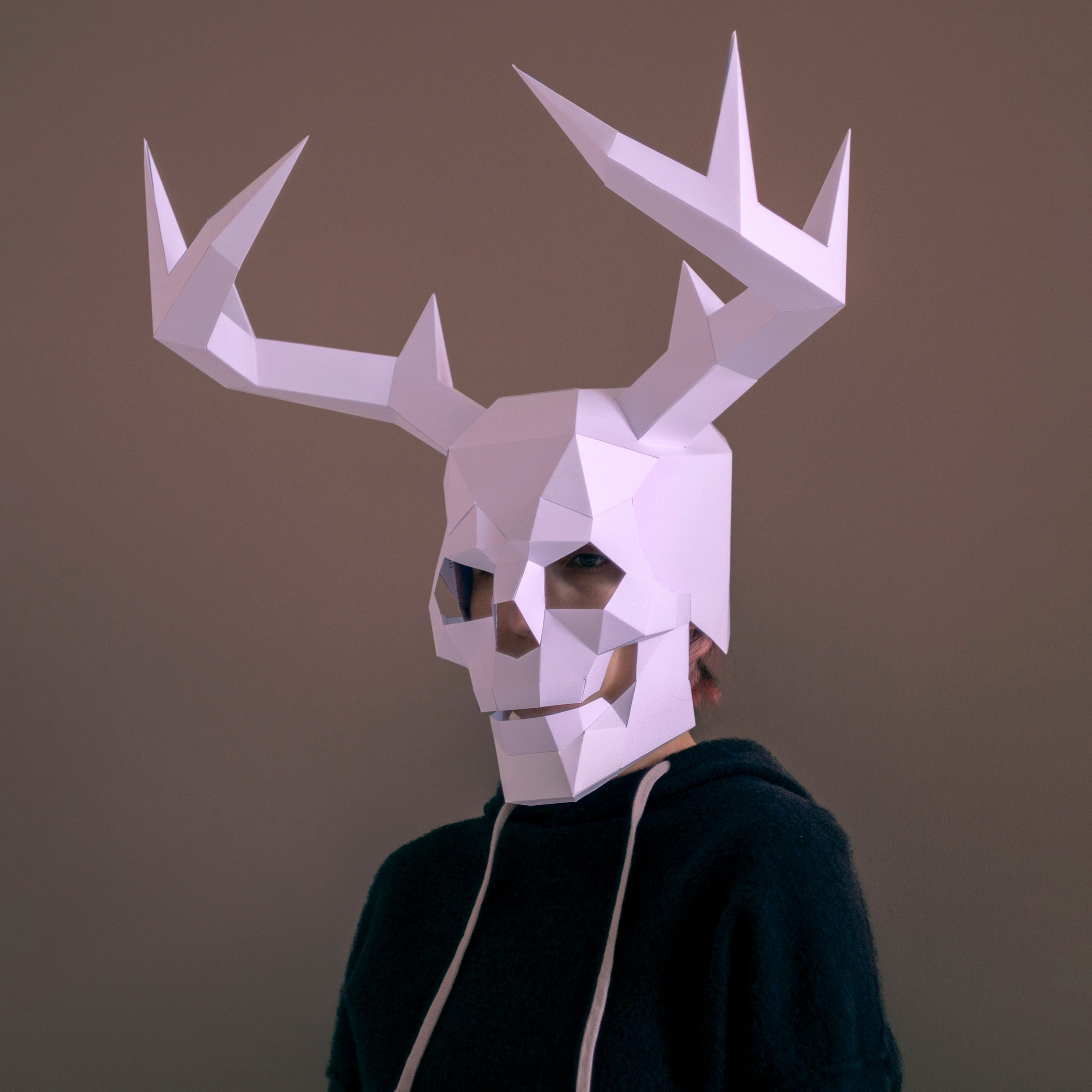 HORNED SKULL Mask Template DIY Head Mask Halloween Mask - Etsy