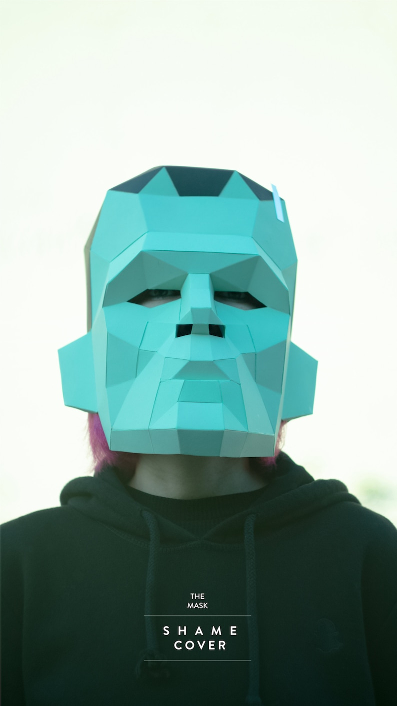 Make Frankenstein Face MaskPolygon MaskPDFDIY PaperFace | Etsy