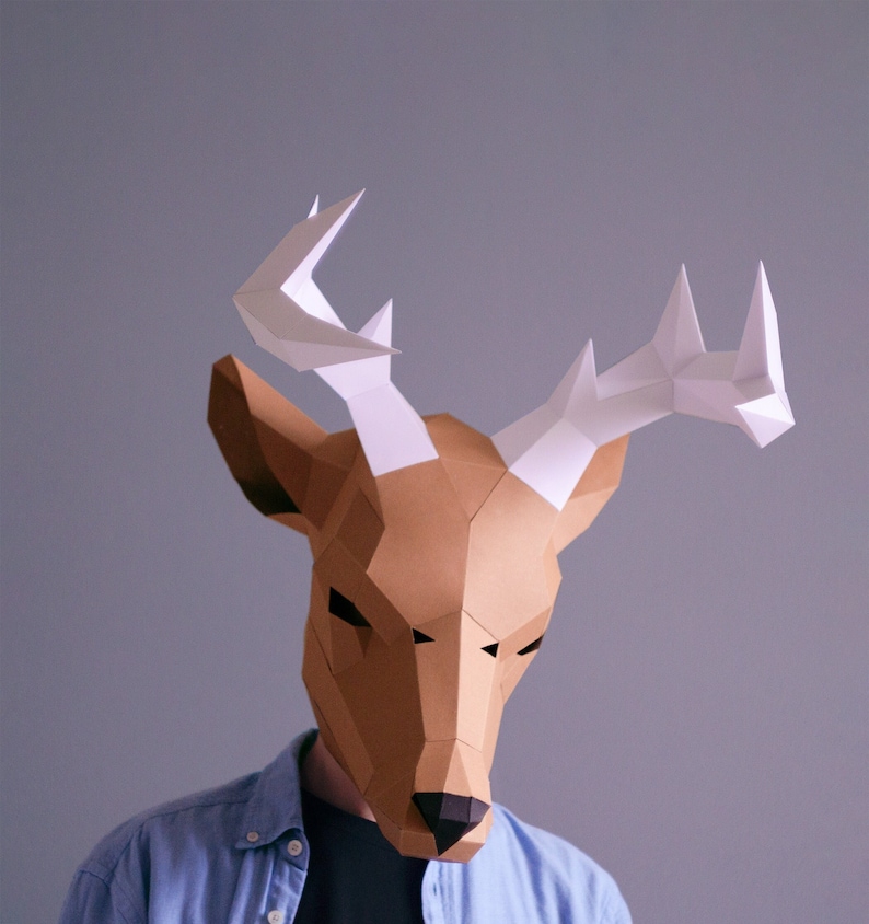 Deer Mask Template DIY Animal Head Halloween Mask Instant - Etsy