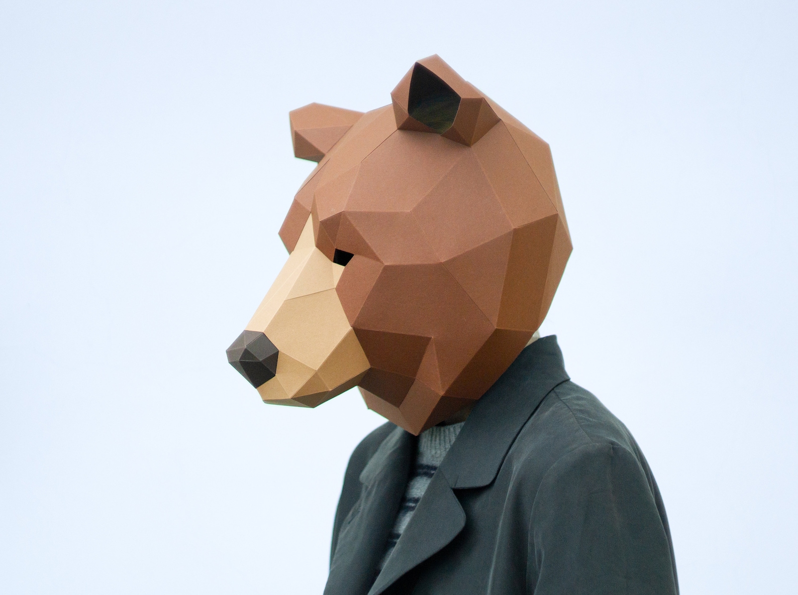 Bear Maskdiy Headinstant Pdf Downloadpolygon Maskpaper - Etsy