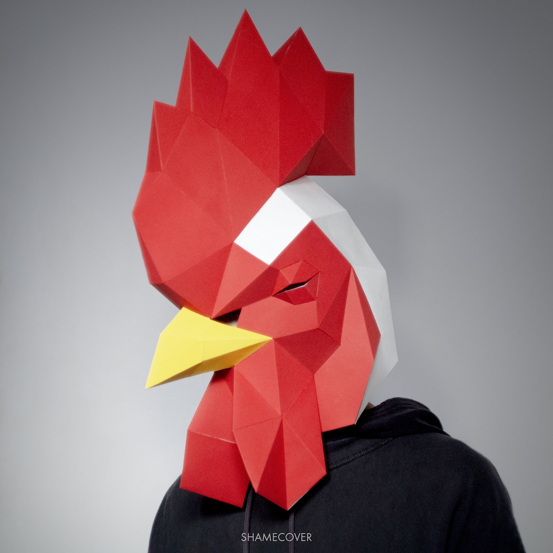 Rooster Mask DIY, Papercraft Chicken Mask Printable Template for ...