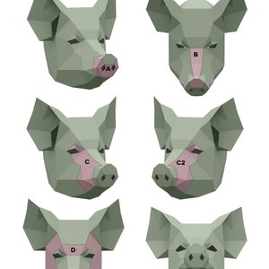 Pig Mask, Papercraft Template, Instant Pdf Download, Low Poly Animal ...