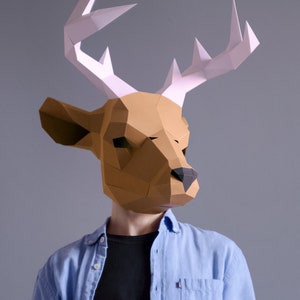 Deer Mask Template - DIY Animal Head, Halloween Mask, Instant Pdf ...