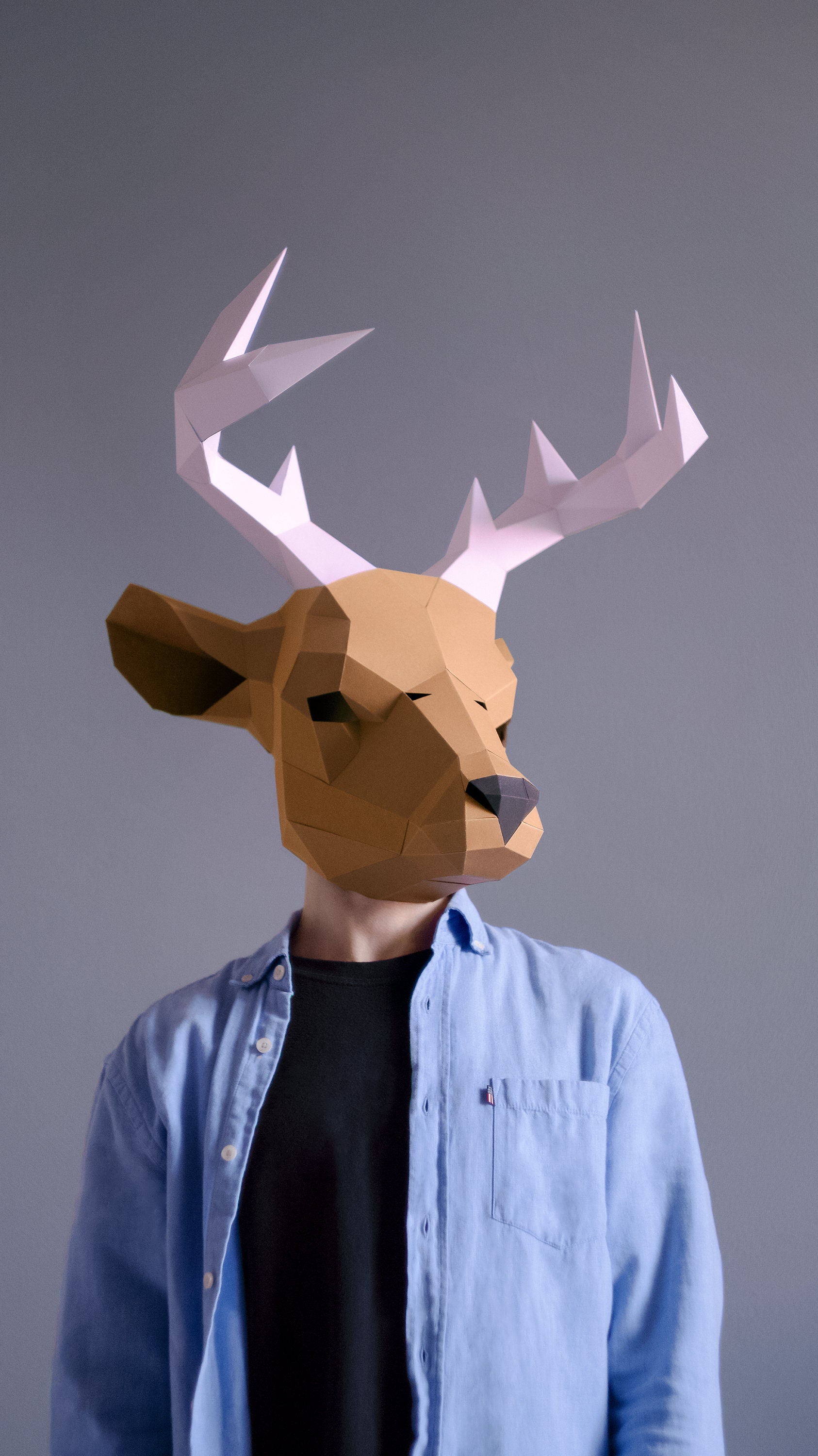 Deer Mask Template - DIY Animal Head, Halloween Mask, Instant Pdf ...
