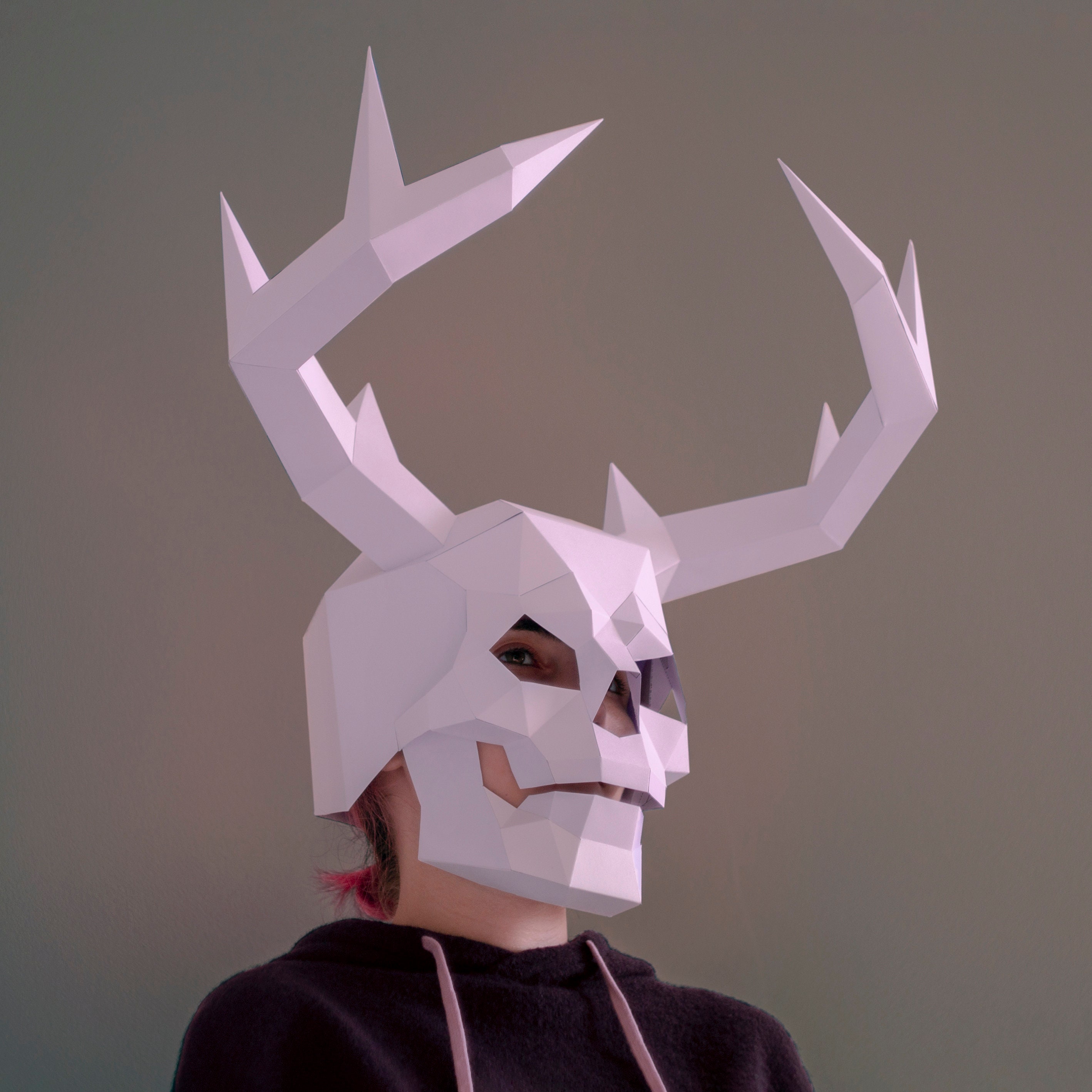 HORNED SKULL Mask Template DIY Head Mask Halloween Mask - Etsy