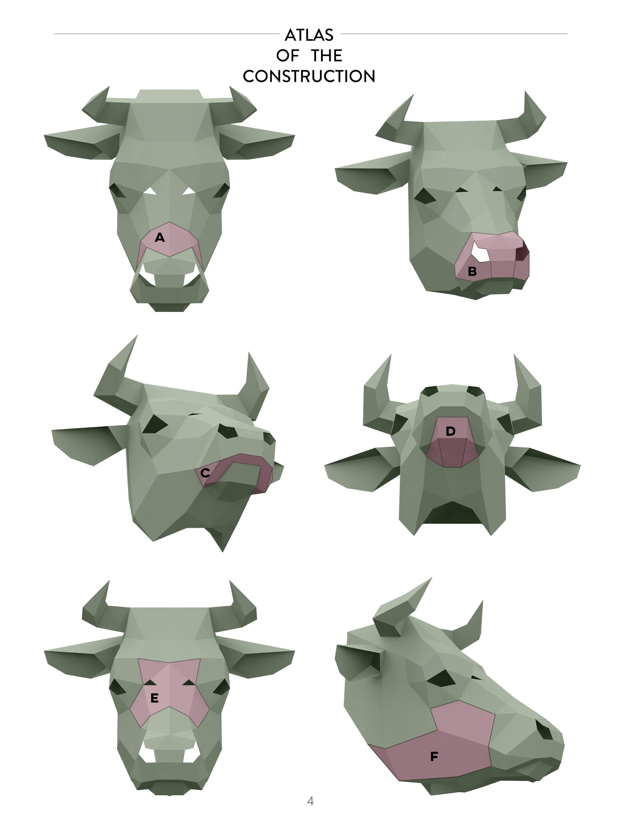 Cow Mask Template DIY Animal Head Halloween Mask Instant | Etsy