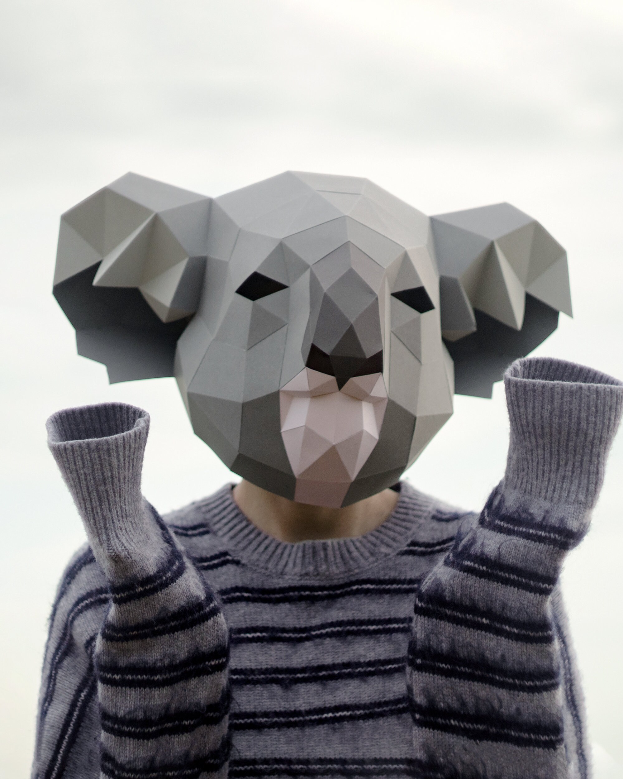 Koala Maskdiy Headinstant Pdf Downloadpolygon Maskpaper - Etsy