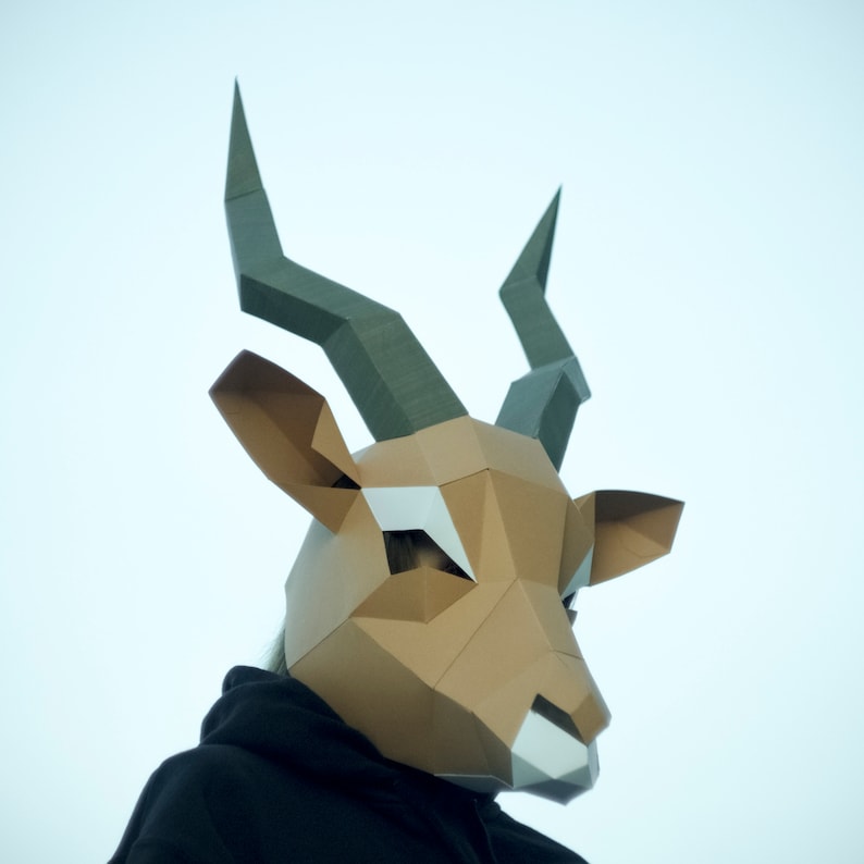 Make Antelope Mask,head Mask,polygon Mask,diy Paper,instant Pdf,face ...