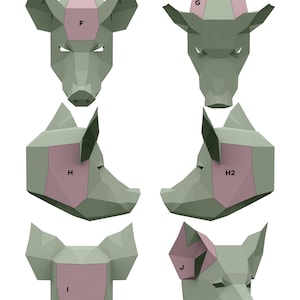 Pig Mask, Papercraft Template, Instant Pdf Download, Low Poly Animal ...