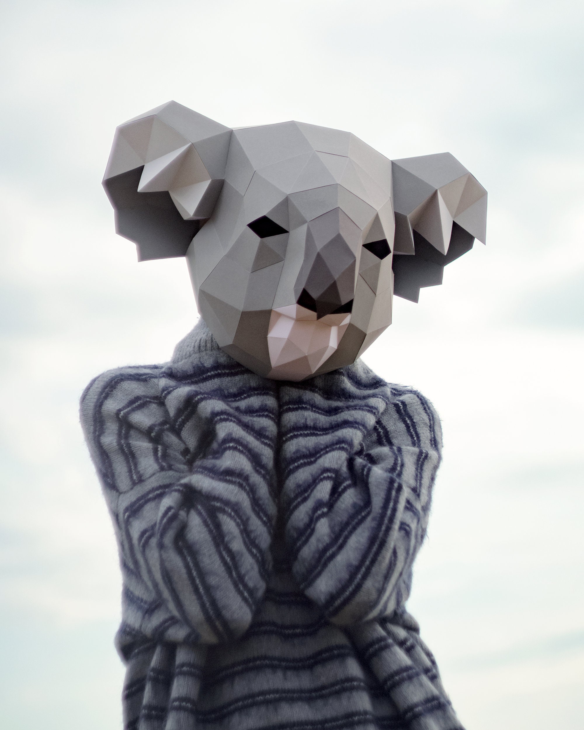 Koala Maskdiy Headinstant Pdf Downloadpolygon Maskpaper - Etsy