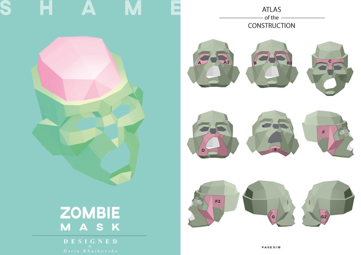 Make Zombie Mask,diy Head,instant Pdf Download, Paper Mask,horror, 3D ...