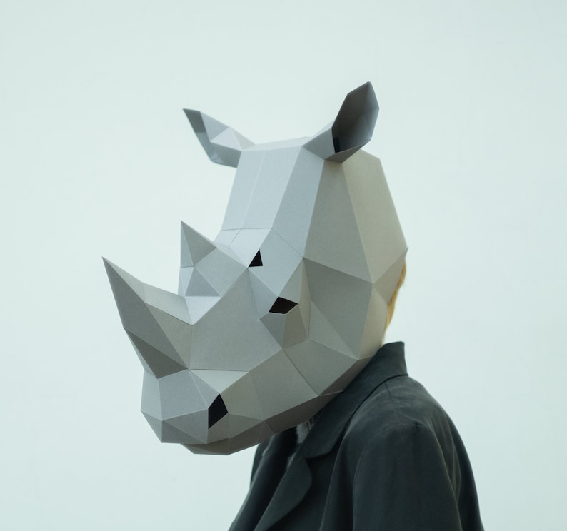 Rhino Mask Paper Craft Template Printable Rhinoceros Mask | Etsy