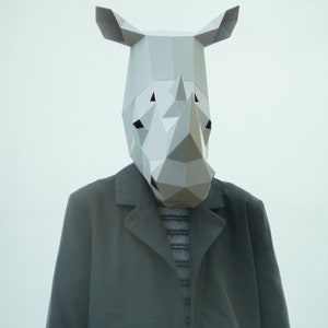 Rhino Mask, Paper Craft Template, Printable Rhinoceros, Mask, Instant ...