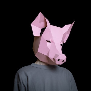 Pig Mask, Papercraft Template, Instant Pdf Download, Low Poly Animal ...