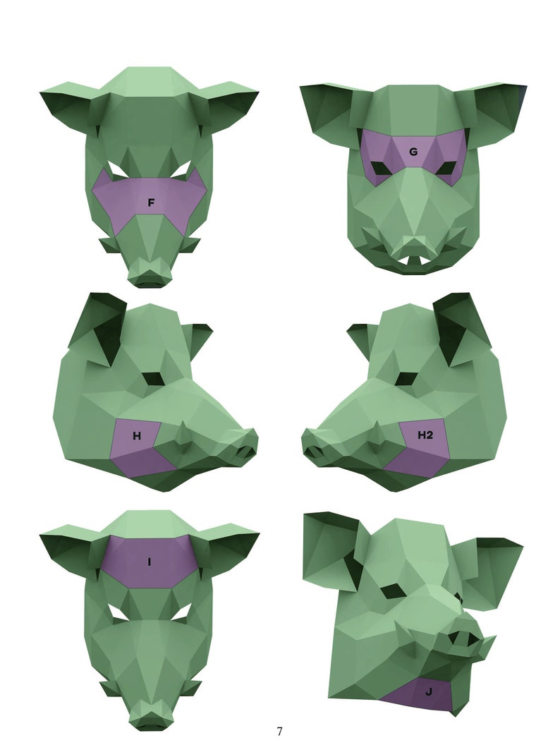 Make Boar Face Mask,polygon Mask,pdf,wild Boar,diy Paper,face Boar Mask ...