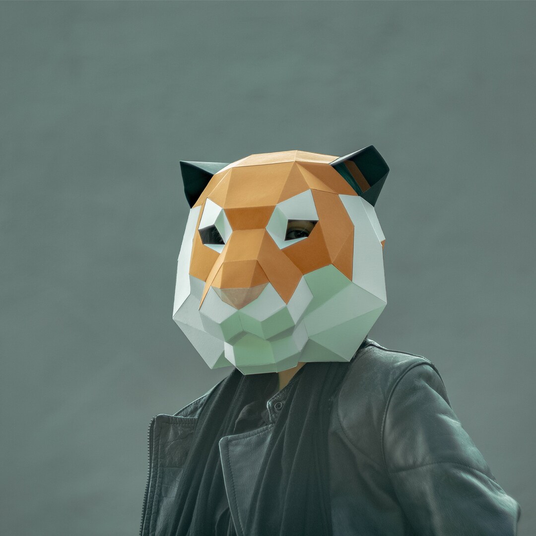 Make Tiger Face Mask,polygon Mask,pdf,wildcat,diy Paper,tiger Mask ...