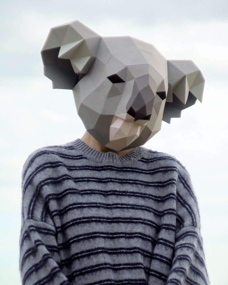 Koala Mask,diy Head,instant Pdf Download,polygon Mask,paper Mask ...