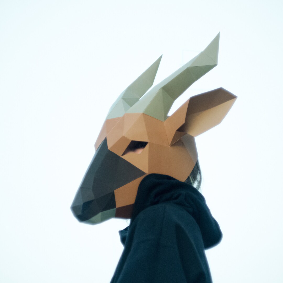 Make Antelope Bongo Mask,head Mask,polygon Mask,diy,instant Pdf,face ...