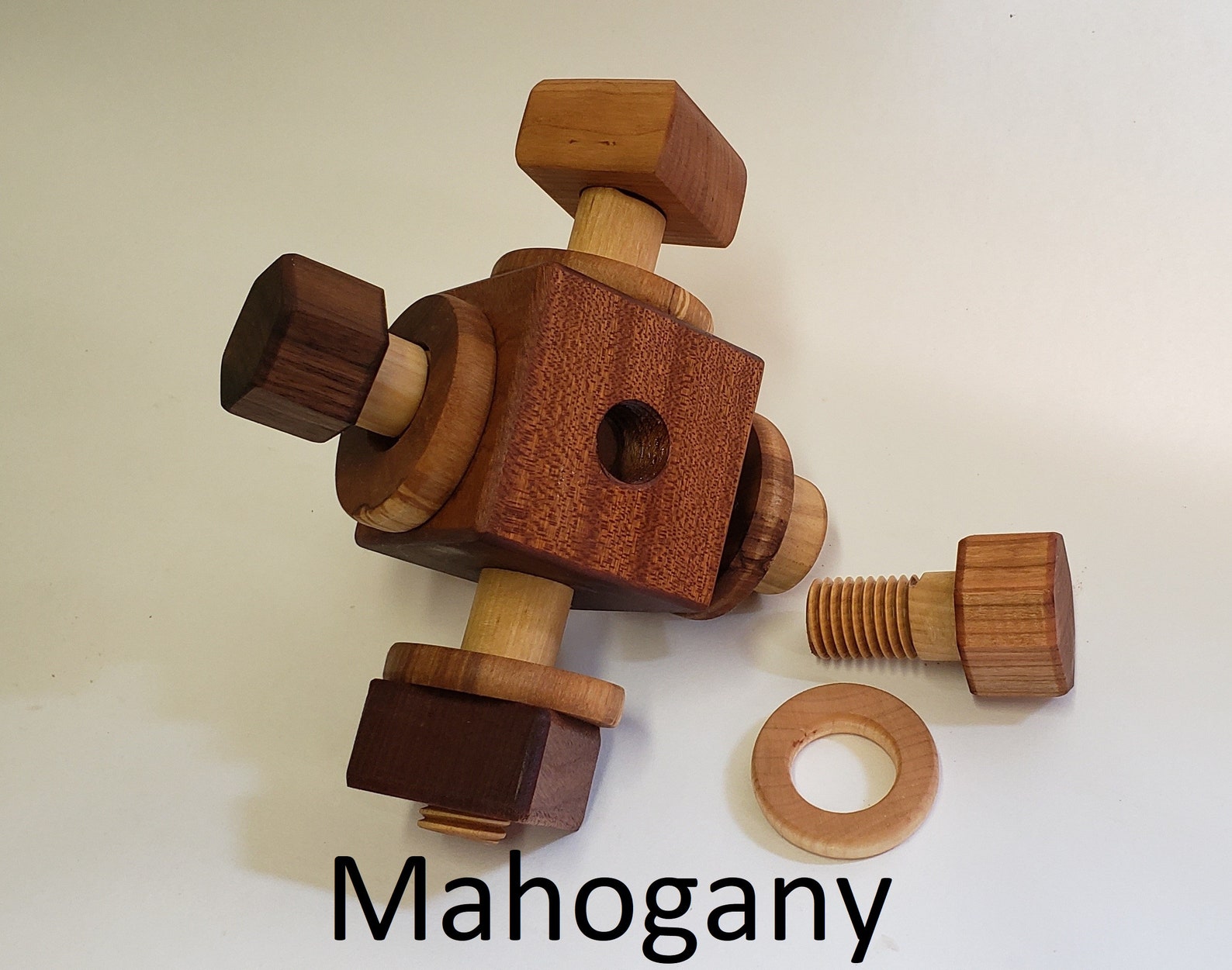 Wooden Activity Cube Nuts and Bolts Montessori Toy | Etsy