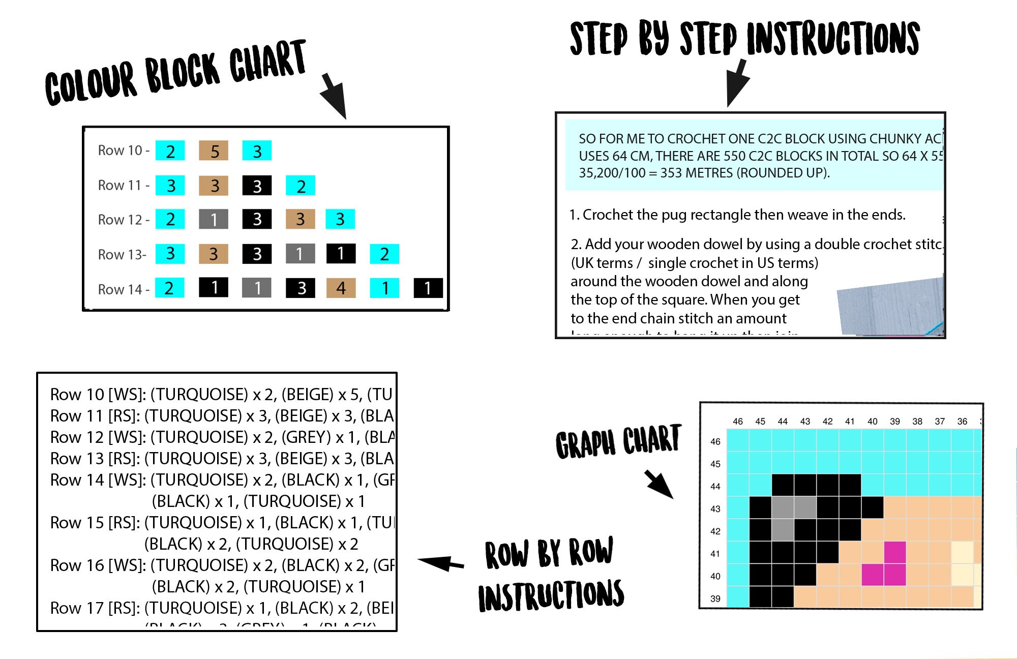 CROCHET PATTERN (corner to Corner): Pug Wall Hanging / Quirky Décor ...