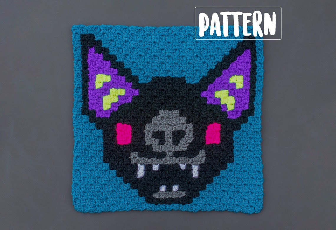 CROCHET PATTERN C2C: Vampire Bat Wall Hanging / Quirky Décor / Crochet ...