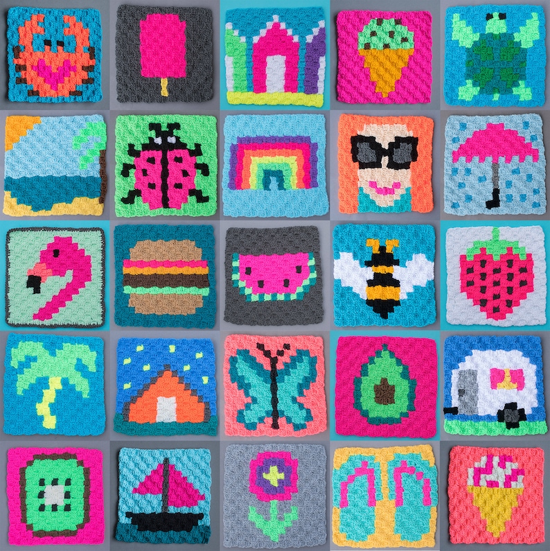 CROCHET BLANKET PATTERN C2C / Digital Download / Throw Blanket / Summer ...