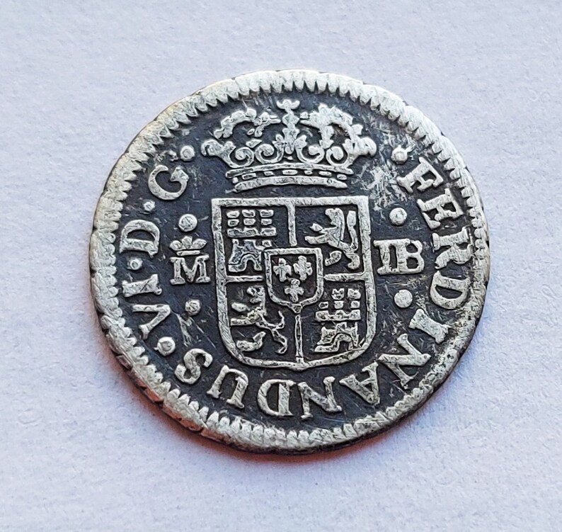 Spanish Rare Authentic Beautiful 1/2 Real Silver Ferdinand VI Shipwreck ...