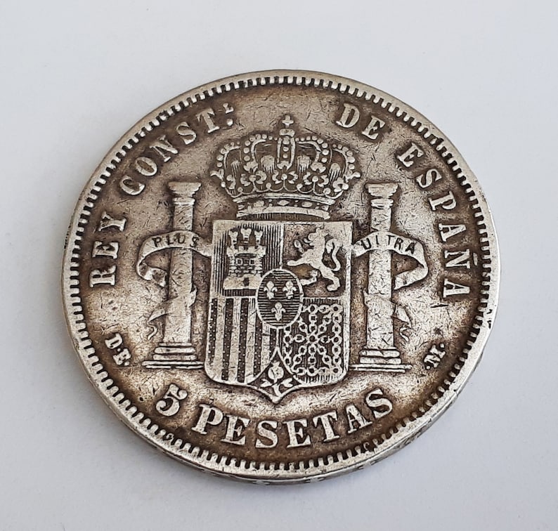 Spain Rare Authentic Beautiful Silver Coin of 5 Pesetas - Etsy