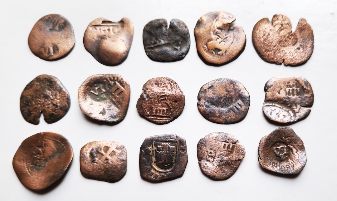 Authentic Pirate Coins Set of 15 - Spanish Colonial Copper Cobs - 16th ...