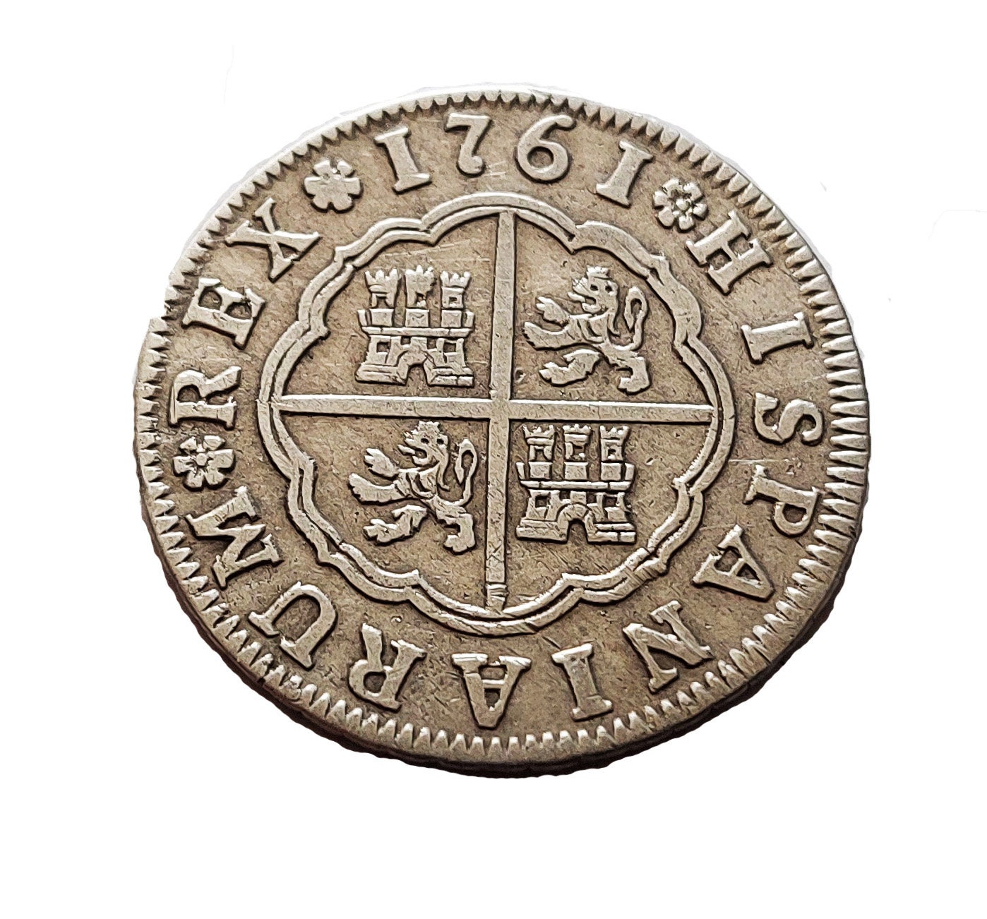Spanish Rare Authentic Beautiful 2 Real Silver Charles III Shipwreck ...