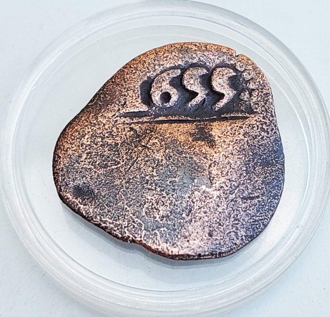 Spanish - Authentic Copper Cob 6 Maravedis Dated 1655. Pirate Money ...