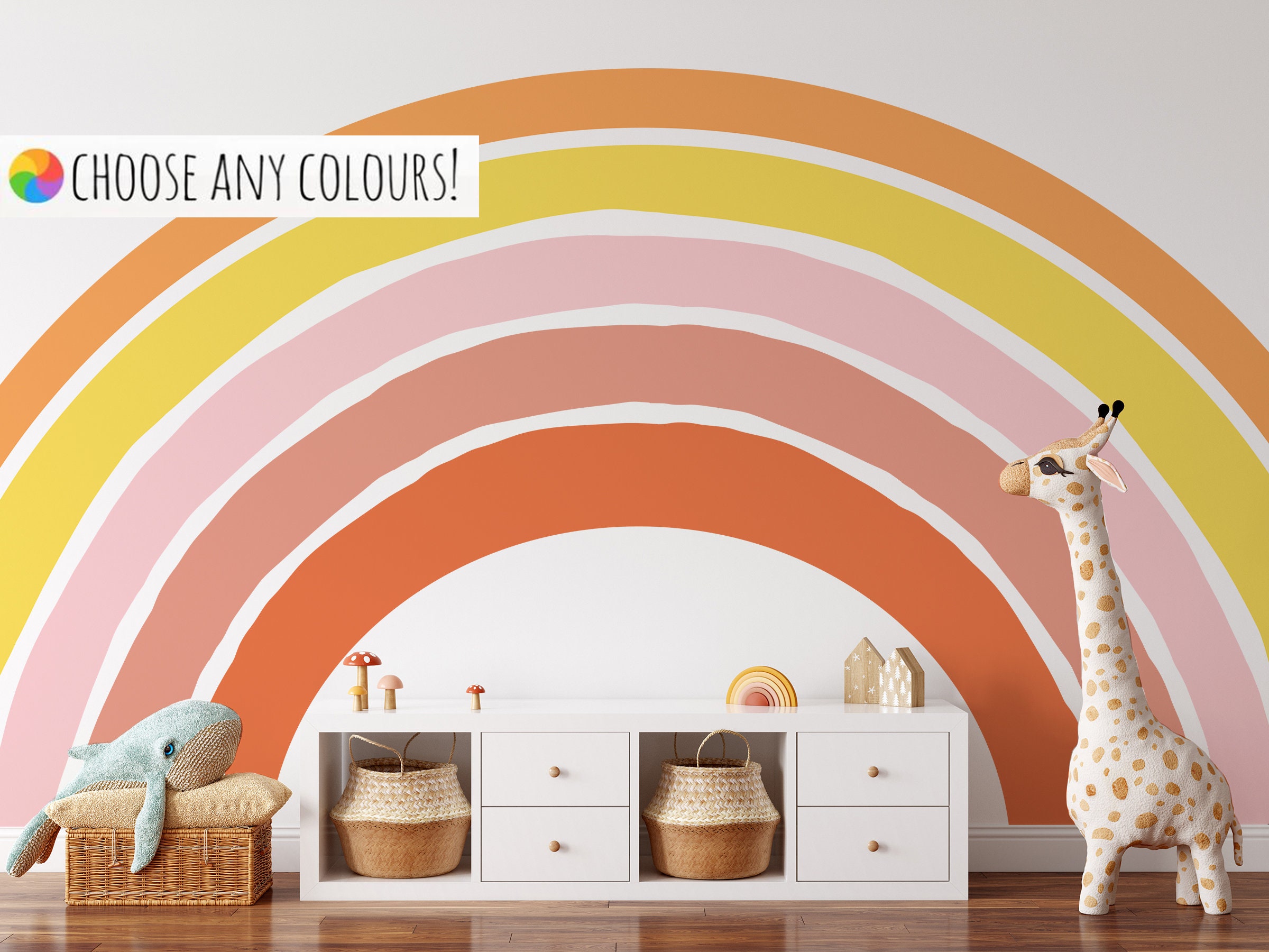 Boho Style Rainbow Wall Peel and Stick Wallpaper Mural Kids - Etsy