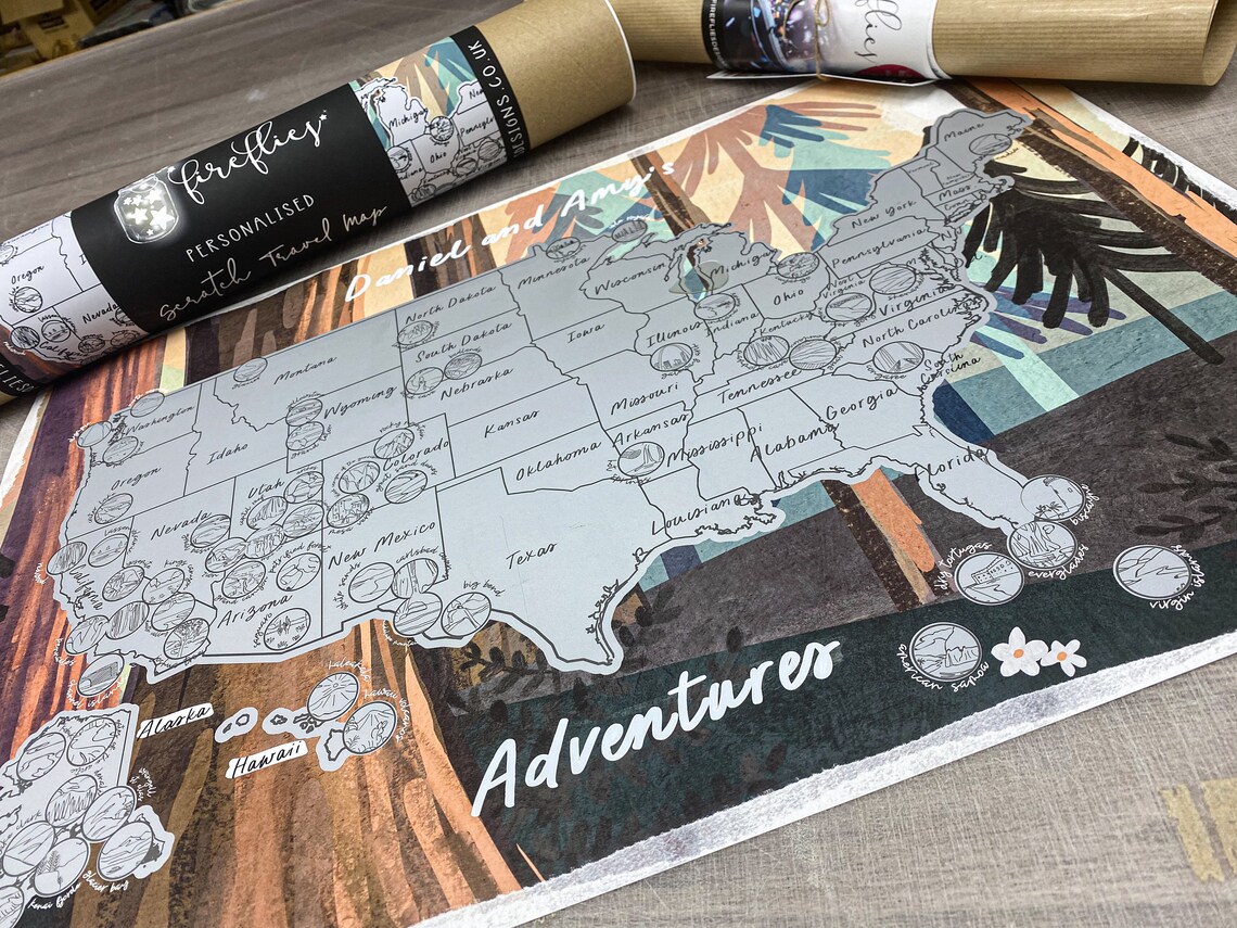 Personalized US National Parks Scratch off Map – Watercolor Travel ...