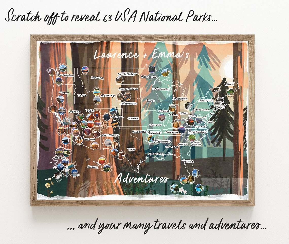 US National Parks Scratch off Map Scratch off Map Hand Drawn - Etsy