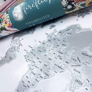 Personalised Scratch off Map Hand Drawn Watercolour World Atlas ...